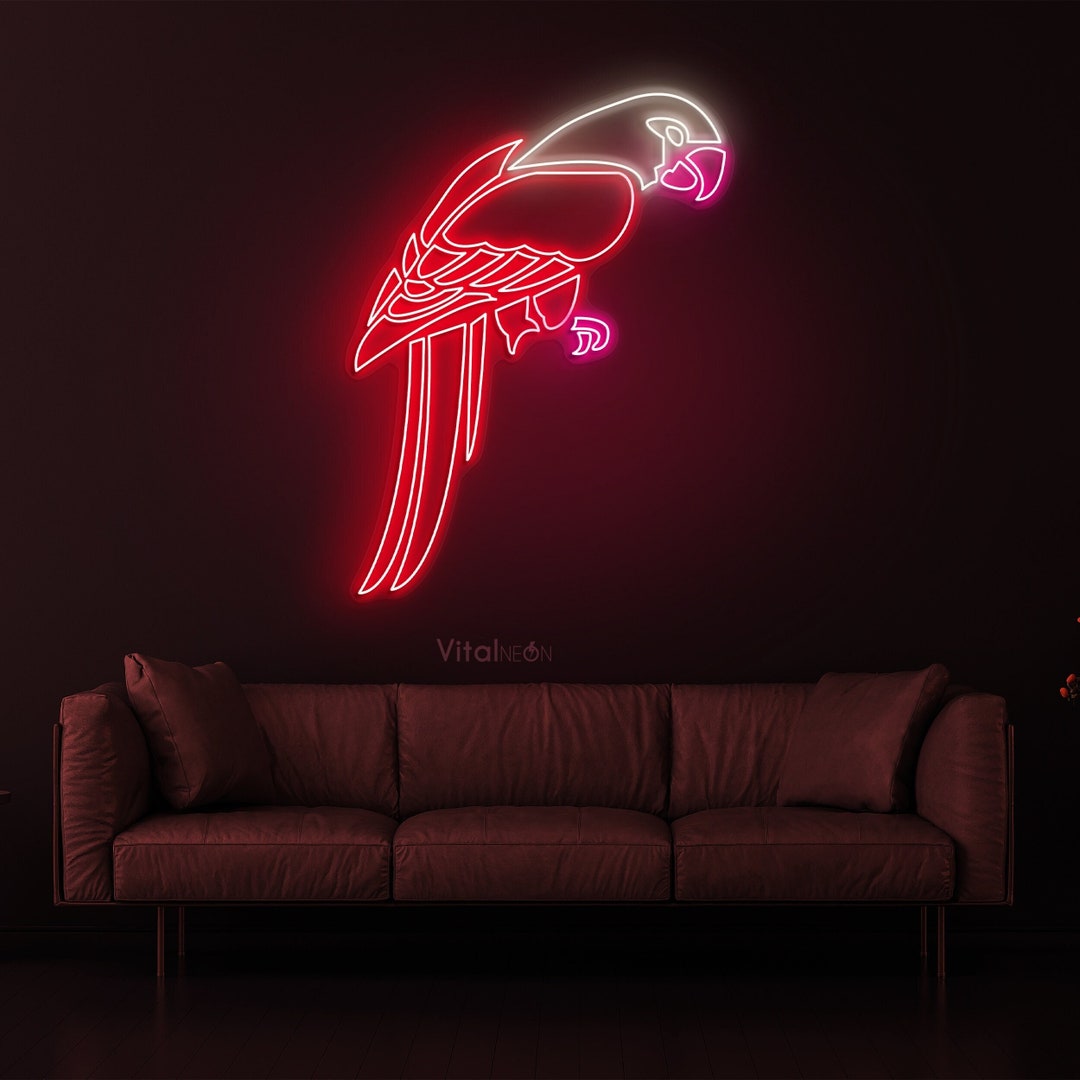 Parrot Macaw Bird LED Neon Sign, Bedroom Living Room Wall Art Decor ...