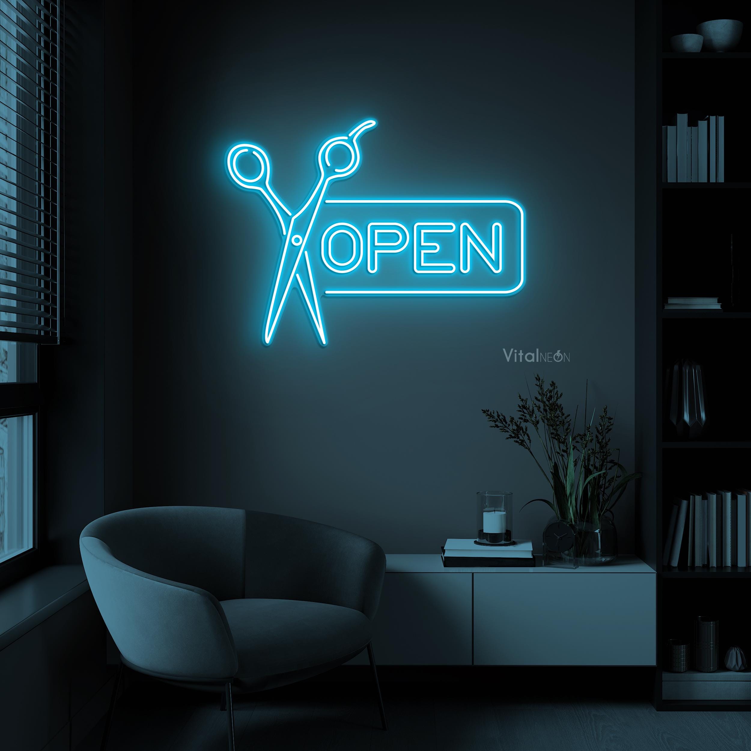 Scissors Open Neon Sign, Barber Shop, Salon Wall Decor - Etsy