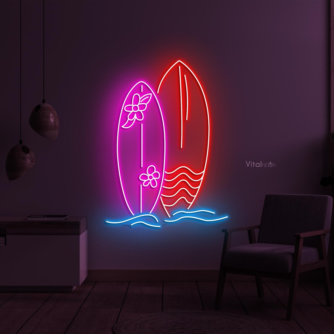 Surfboards Neon Sign, Surfboard Led Wall Light, Surfboard Neon Art ...