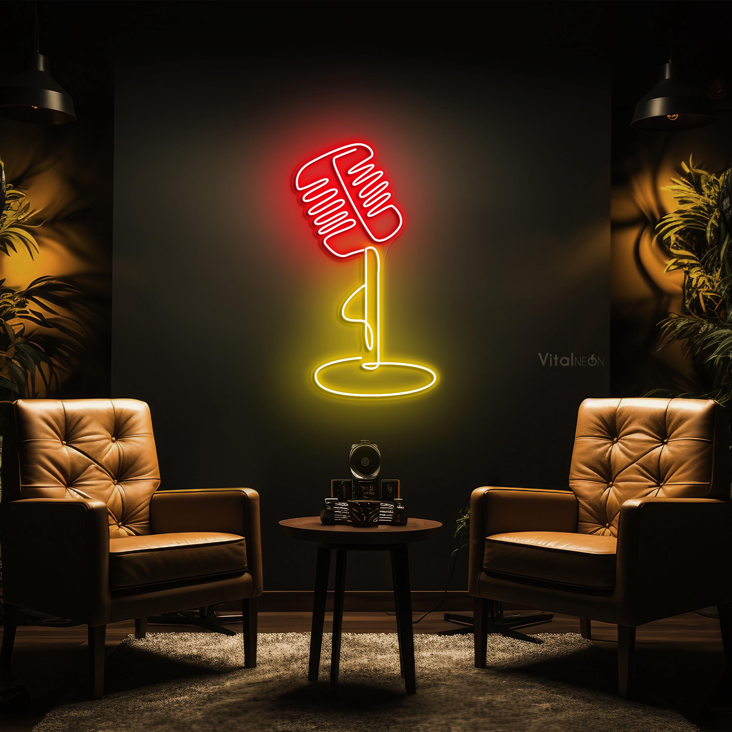 Microphone Neon Sign, Podcast Studio LED Light, Music Room Decor - Etsy