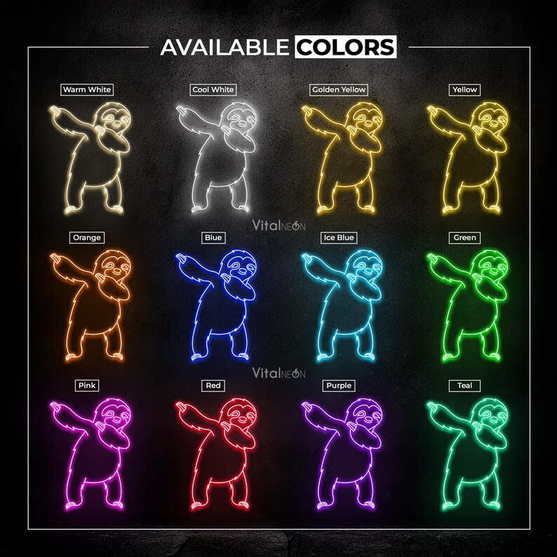 Dancing Sloth Neon Sign, Sloth Dance LED Light, Funny Sloth Wall Decor ...