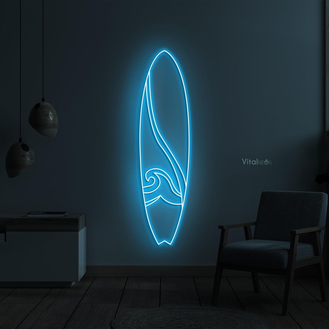 Surfboard Neon Sign, Surfboard LED Light, Surfboard LED Neon Art, Beach ...