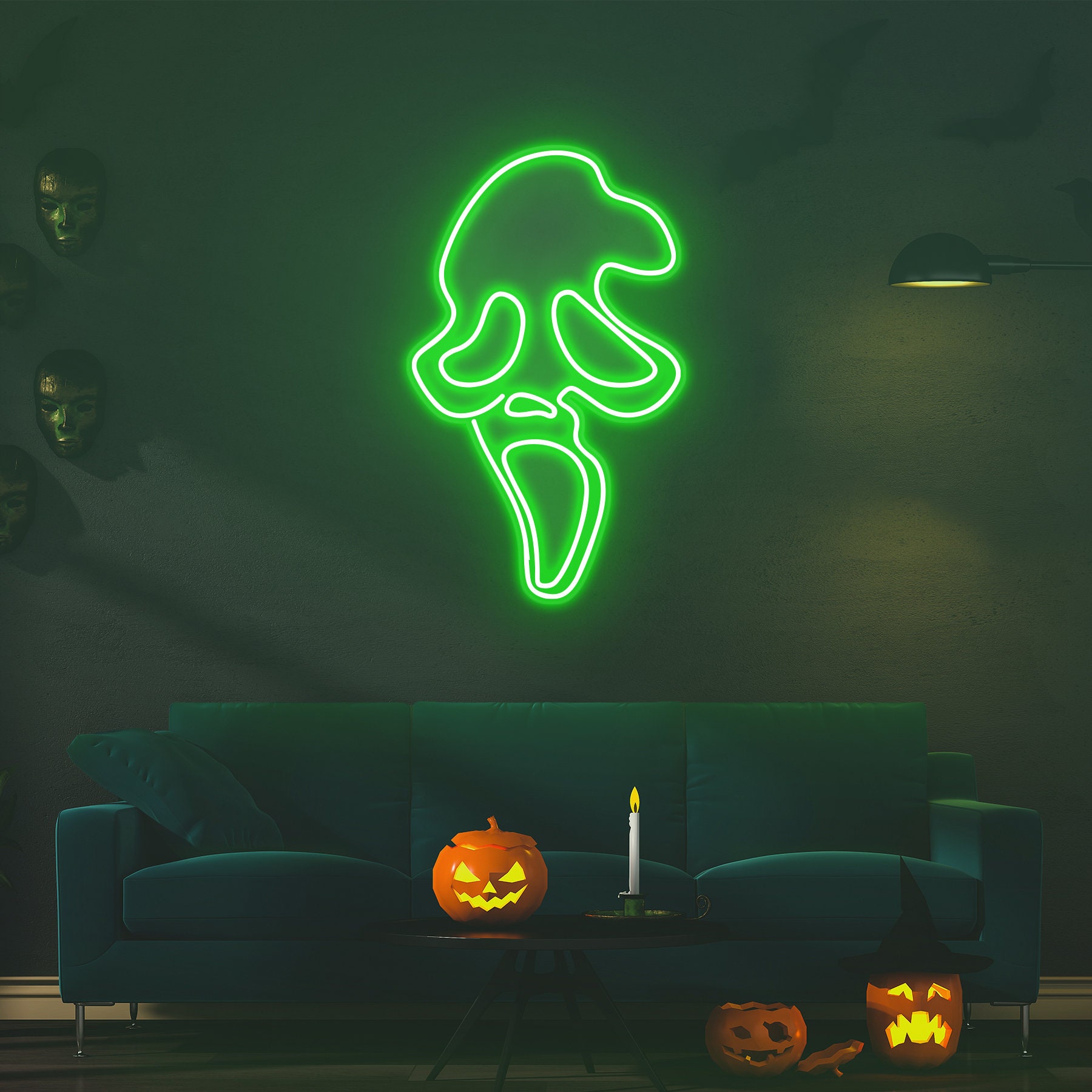 Scream Ghost LED Neon Sign, Halloween Neon Style LED Light, Eerie Glow ...