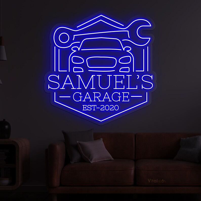 Personalized Car Garage Neon Sign Custom Name LED Workshop Auto ...