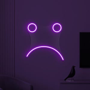 Sad Face LED Neon Sign, Emoji Wall Decor, Kids Room, Cafe Bar Light - Etsy