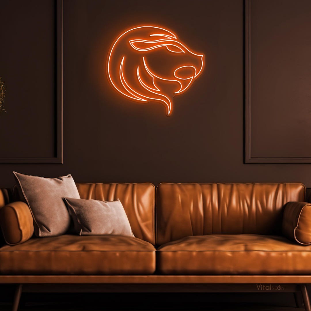 Lion Head LED Neon Sign, Animal Shop Decor - Etsy