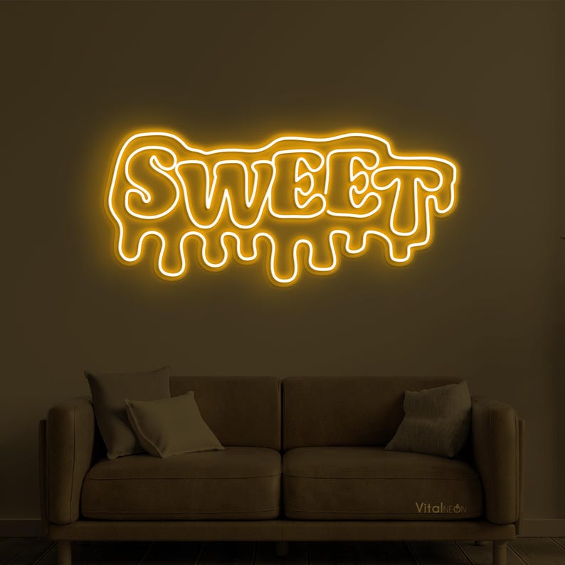Sweet Neon Sign Dimmable LED Light Dessert Wall Art Candy Shop Room ...