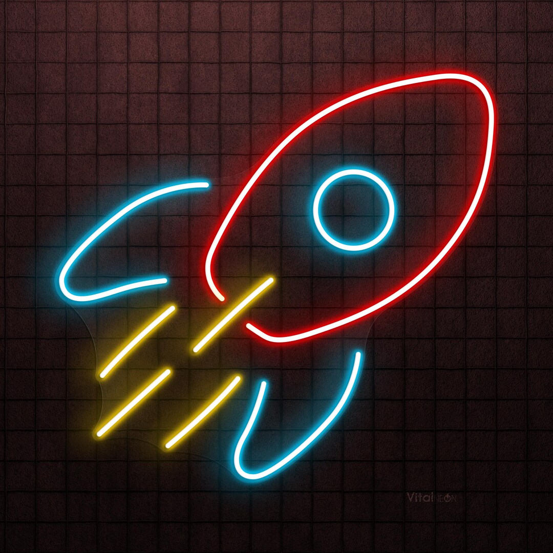 Rocket Neon Sign, Rocket LED Light, Space Rocket Wall Decor, Kids Room ...