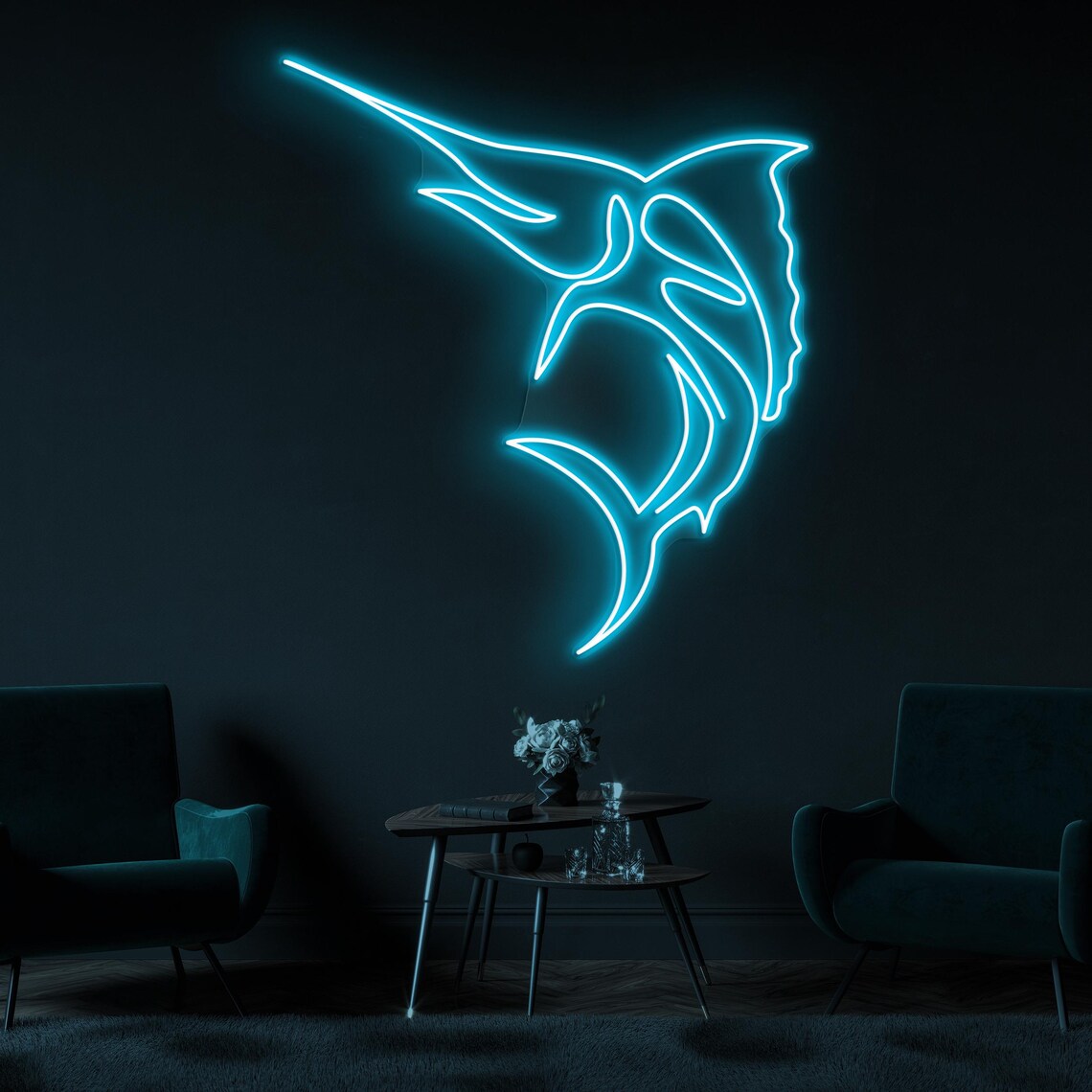 Marlin Neon Sign, Marlin LED Light, Game Fish Wall Decor, Billfish Wall ...