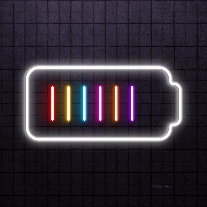 Battery Neon Sign Dimmable LED Light Charge Indicator Wall Art Mobile ...