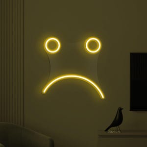 Sad Face LED Neon Sign, Emoji Wall Decor, Kids Room, Cafe Bar Light - Etsy