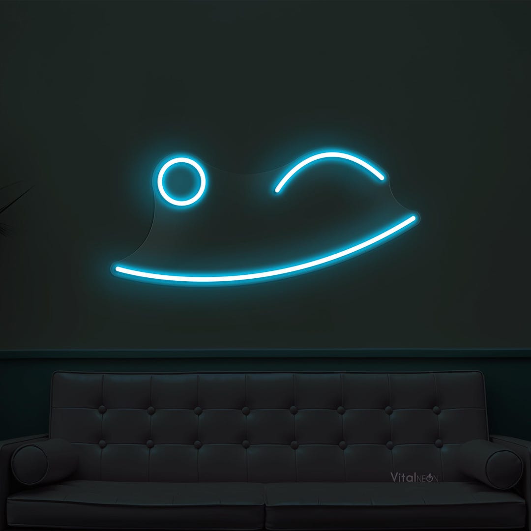 Wink Face Neon Sign, Wink Face LED Light, Winking Emoji Wall Decor ...