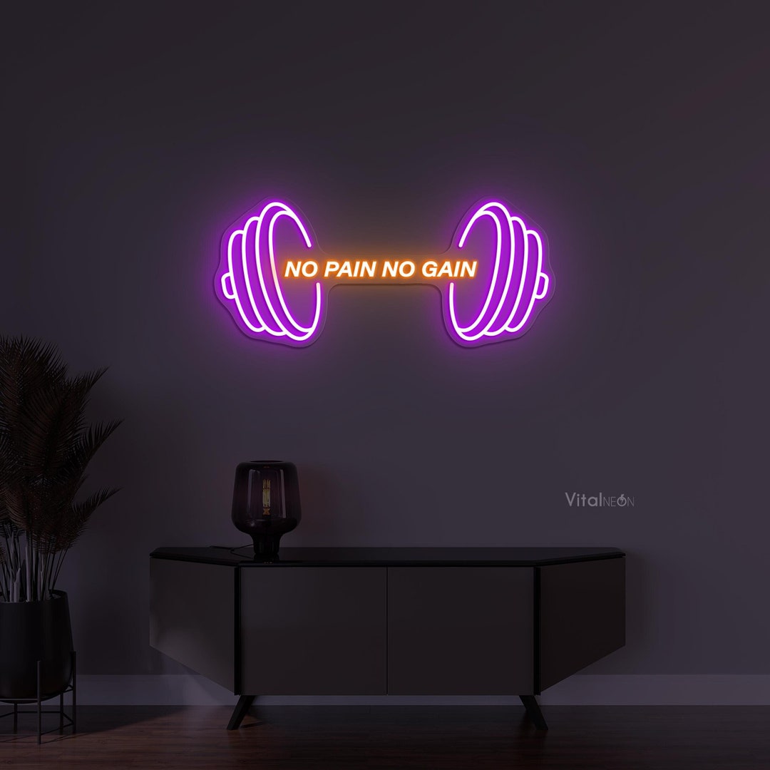 No Pain No Gain Neon Sign, No Pain No Gain LED Light, Gym Wall Decor ...