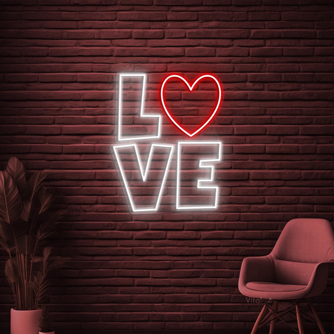 Love Neon Sign, Love LED Light, Love Heart Wall Decor, Romantic Neon ...