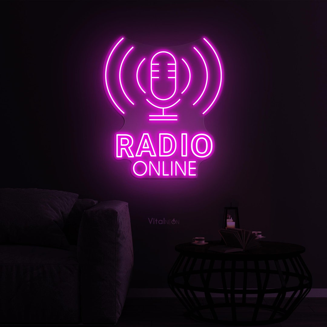 Radio Online Neon Sign, Radio Online LED Light, Recording Neon Sign ...