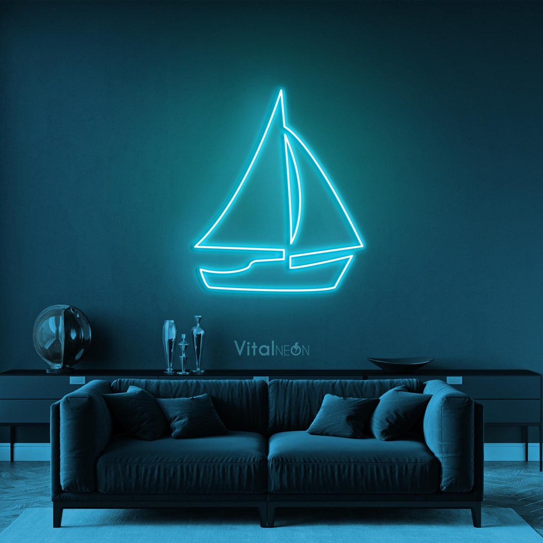 Sailboat Neon Sign, Sailboat LED Light, Sailboat LED Neon Art, Ocean ...