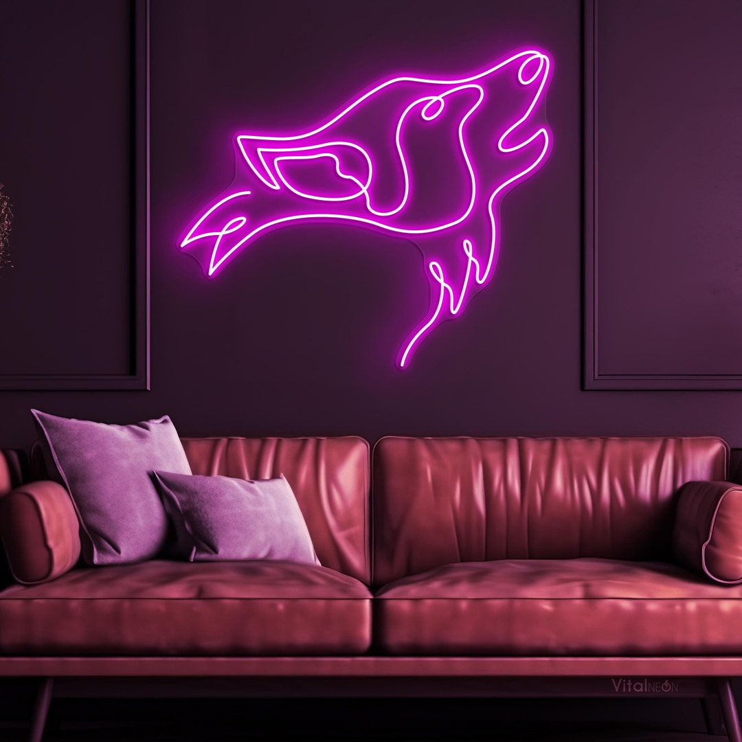 Wolf Neon Sign, Wolf LED Light, Wolf Face Wall Decor, Animal Wall Decor ...