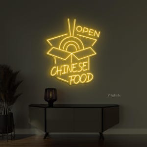 Chinese Food Open Neon Sign LED Light Restaurant Wall Art Kitchen Food ...
