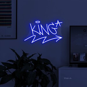 King Neon Sign, King LED Light, King Wall Decor, Boy's Bedroom Wall Art ...