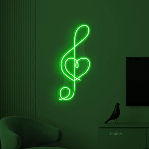 Music Note Neon Sign, Music Note LED Light, Heart Music Note Wall Decor ...