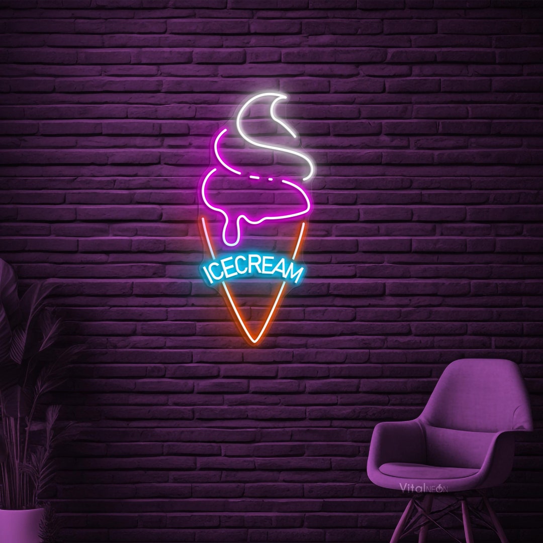 Ice Cream Neon Sign, LED Wall Art, Dessert Decor - Etsy