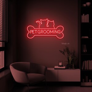 Pet Grooming Neon Sign, Pet Grooming LED Light, Dog Cat Pet Service ...