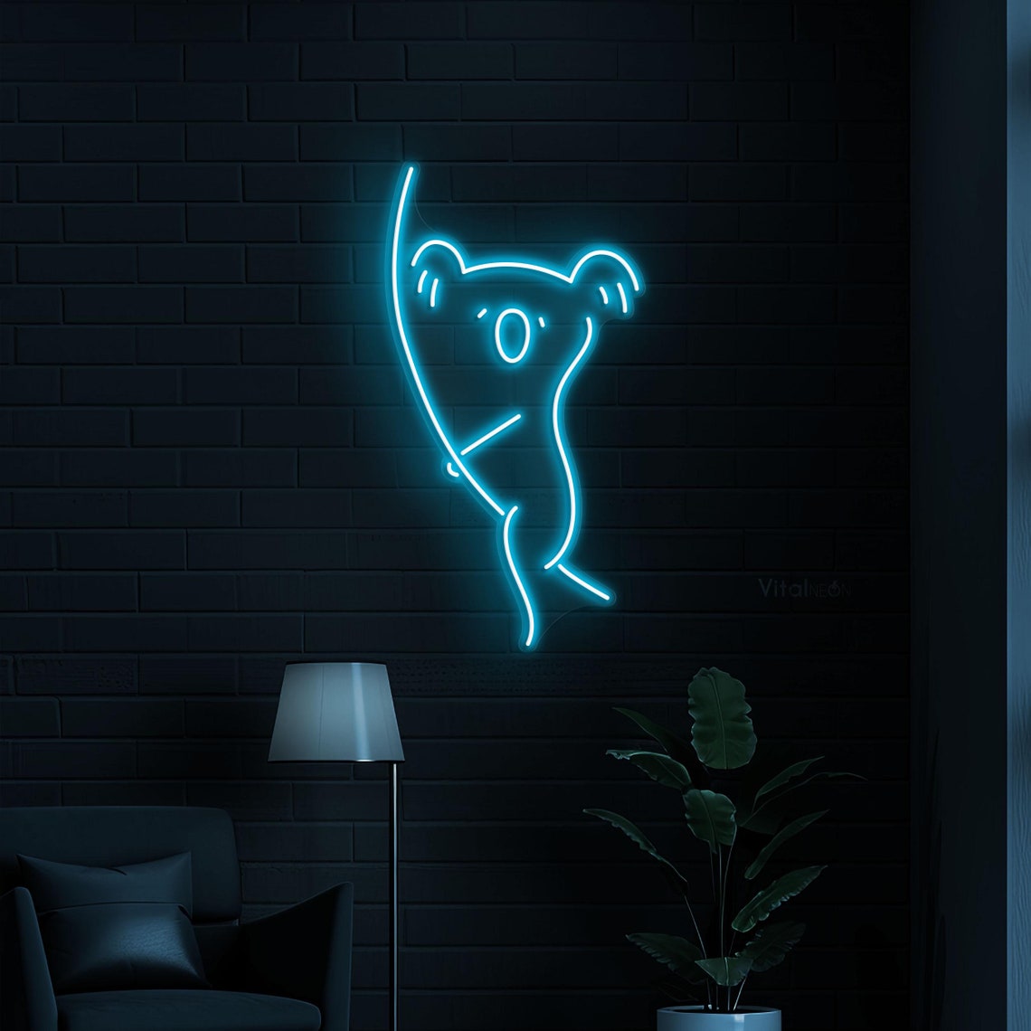 Koala Neon Sign, Koala LED Light, Koala on Branch Wall Art, Animal ...