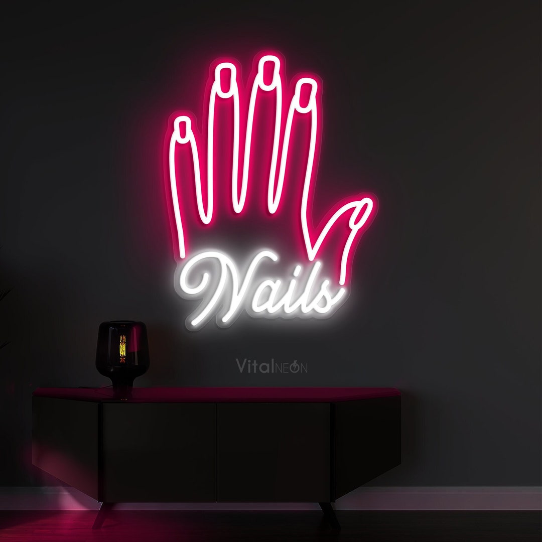 Nails Neon Sign, Nail Hand LED Neon Light, Salon and Manicure Shop ...