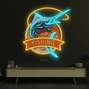 Fishing LED Neon Sign, Fish Pop Art, Fisherman Decor - Etsy