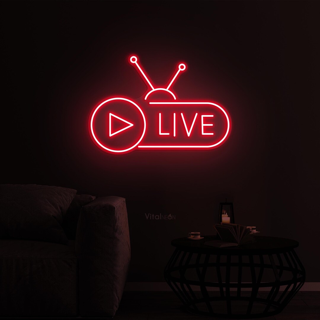 Live Neon Sign, Live LED Light, Live Logo Neon Wall Art, Broadcast Wall ...