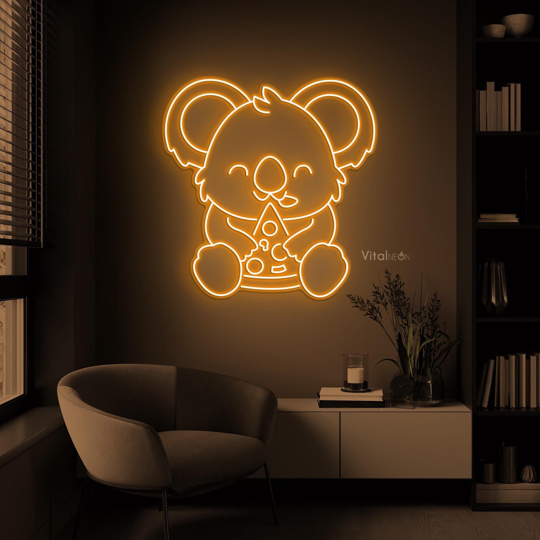 Koala Eating Pizza Neon Sign, Koala Eating Pizza LED Light, Koala ...