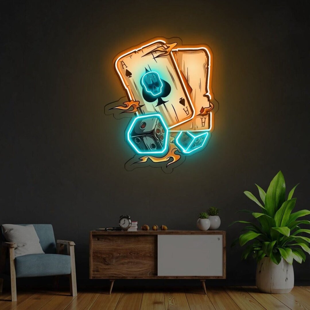 Ace Neon LED Neon Light, Poker and Dice Sign, Perfect Playroom Decor ...