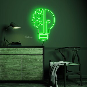 Brain Bulb Neon Sign, Bulb-brain Led Light, Bulb Neon Art, Bulb Wall ...