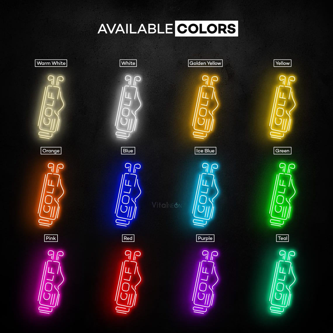 Golf Neon Sign LED Light Bag Wall Decor Club Sports Art Game Room Gift ...
