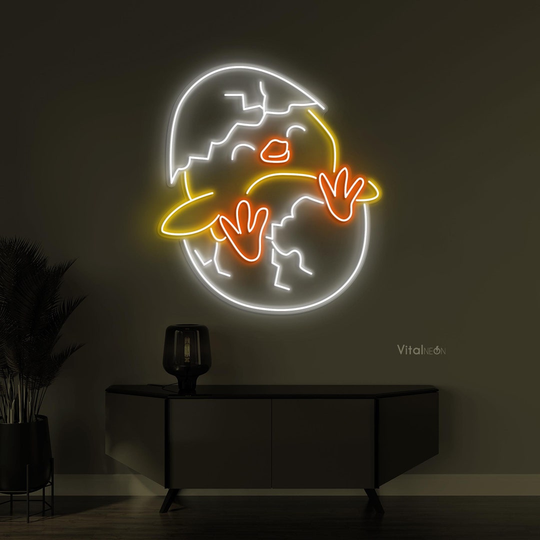 Hatching Chick Neon Sign, Hatching Chick LED Light, Chick Egg Shell ...