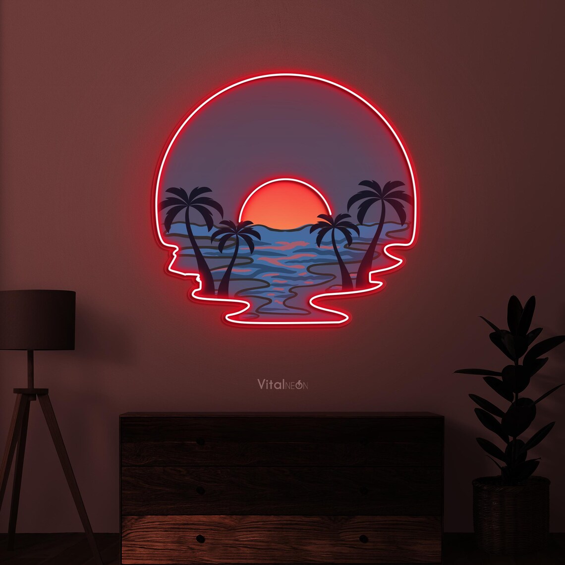 Sea Sunset Neon Sign, Custom Sea Sunset Light, Sunset LED Pop Art, Sea ...