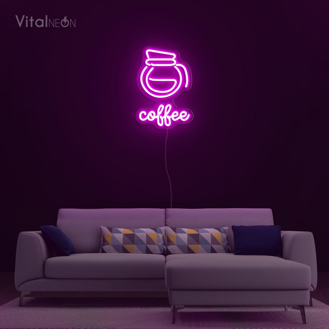 Coffee Pot Neon Sign, LED Coffee Shop Wall Decor, Custom Neon Light for ...
