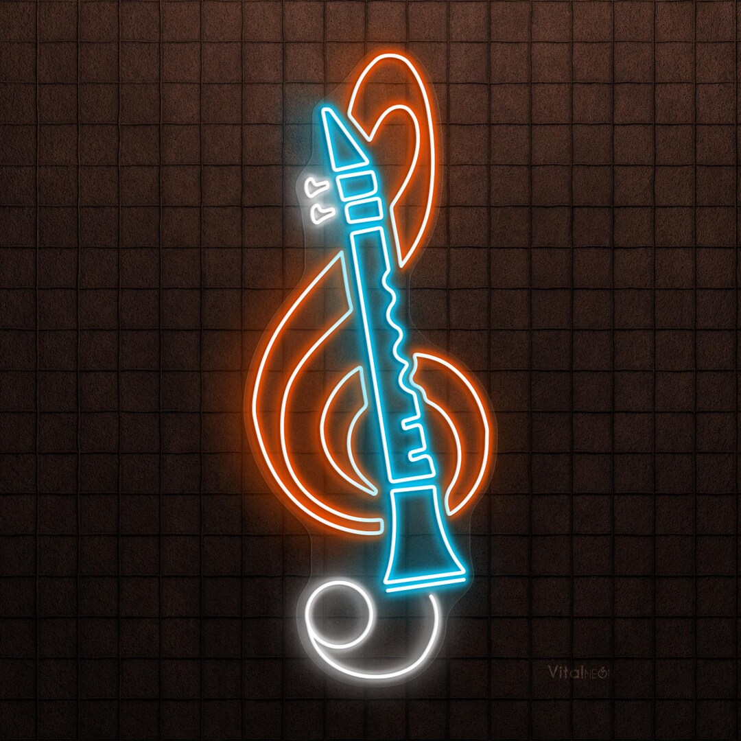 Clarinet Neon Sign, Clarinet LED Light, Clarinet Music Note Wall Art ...