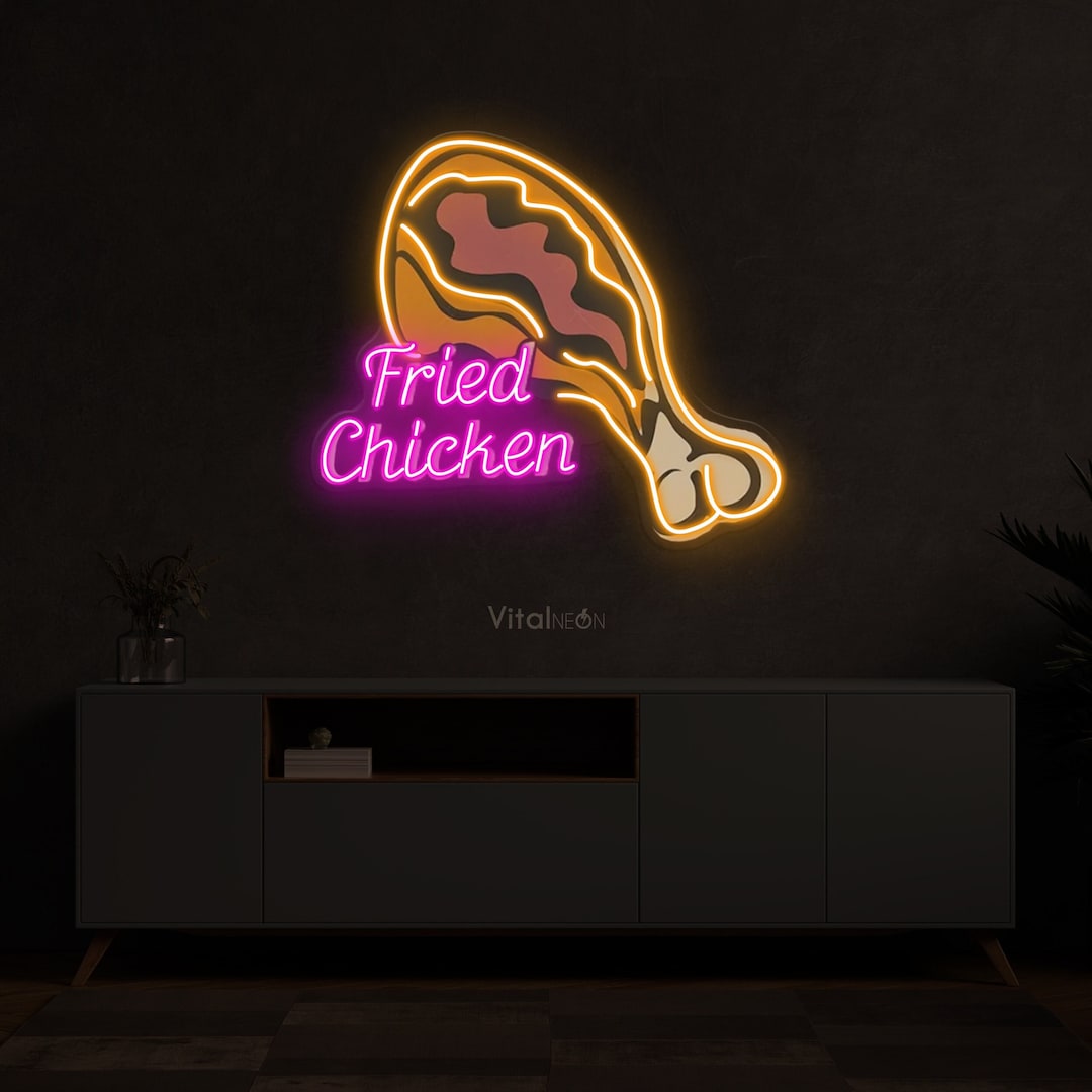 Fried Chicken LED Neon Sign, Neon Pop Art Decor for Home or Business ...