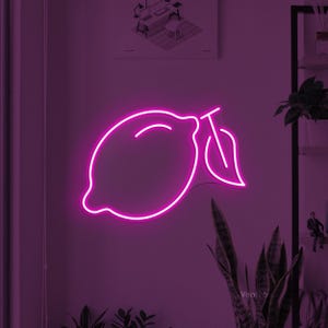 Lemon Neon Sign, Lemon LED Light, Fruit Shop Wall Decor, Lemon With ...