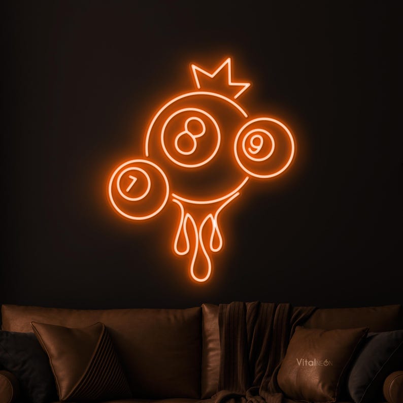 8-ball Pool LED Neon Sign, Snooker Club Game Room Home Sports Wall ...
