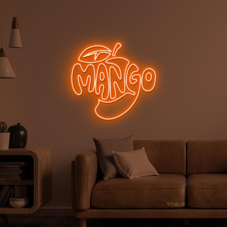 MANGO Neon Sign, Mango Logo LED Light, MANGO Fruit Wall Art, Fruit Shop ...