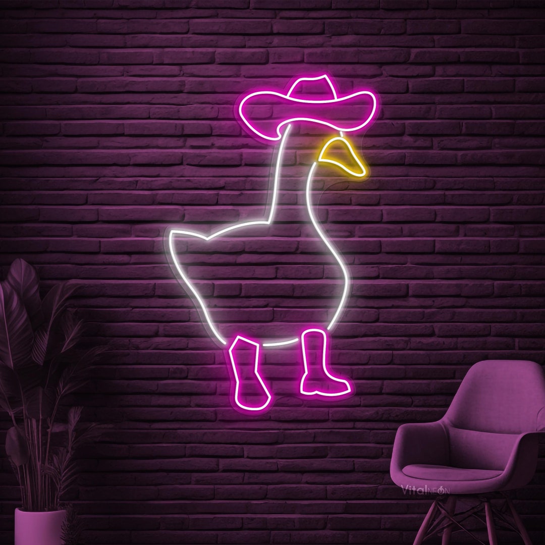 Cowboy Goose Neon Sign, Cowboy Goose LED Light, Birds Shop Decor, Kids ...