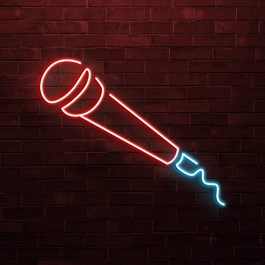 Microphone Neon Sign LED Light Music Studio Wall Decor Dance Room Shop ...