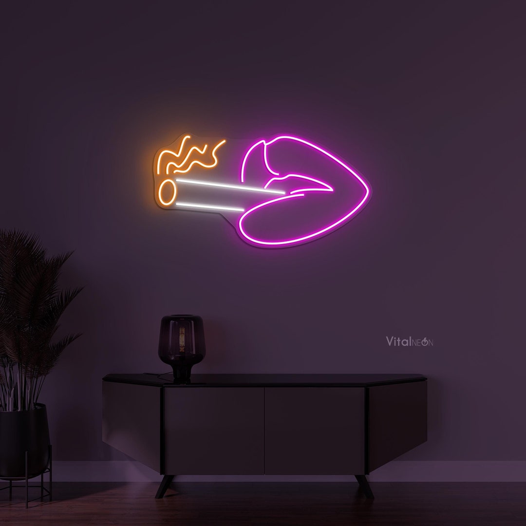 Smoking Lips Neon Sign, Smoking Lips LED Light, Smoking Room Wall Decor ...