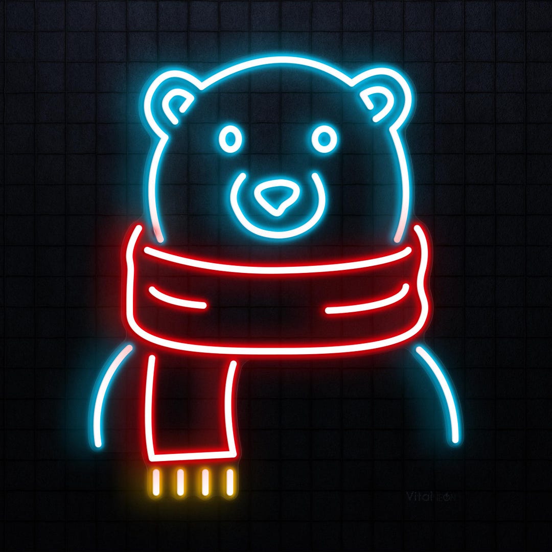 Bear LED Neon Sign Polar Bear Wall Art for Nursery Room Wild Animal ...