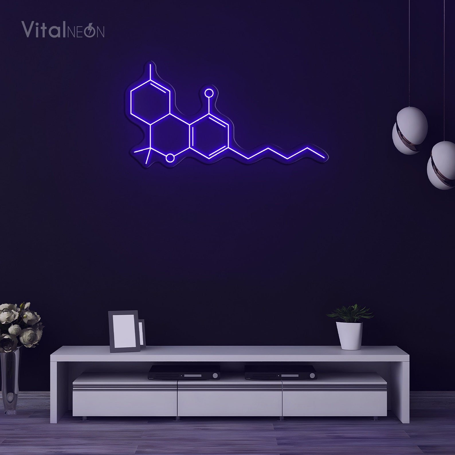 THC Molecule Neon Sign LED Light Cannabis Wall Art Marijuana Leaf Weed ...