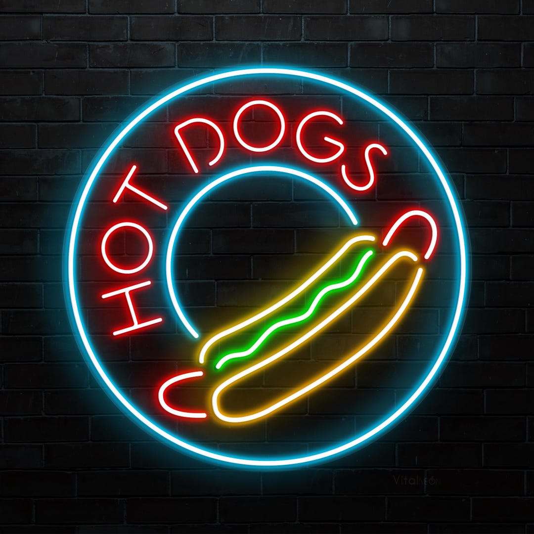 Hot Dogs Neon Sign, Hot Dogs LED Light, Hot Dogs Logo Wall Art, Fast ...