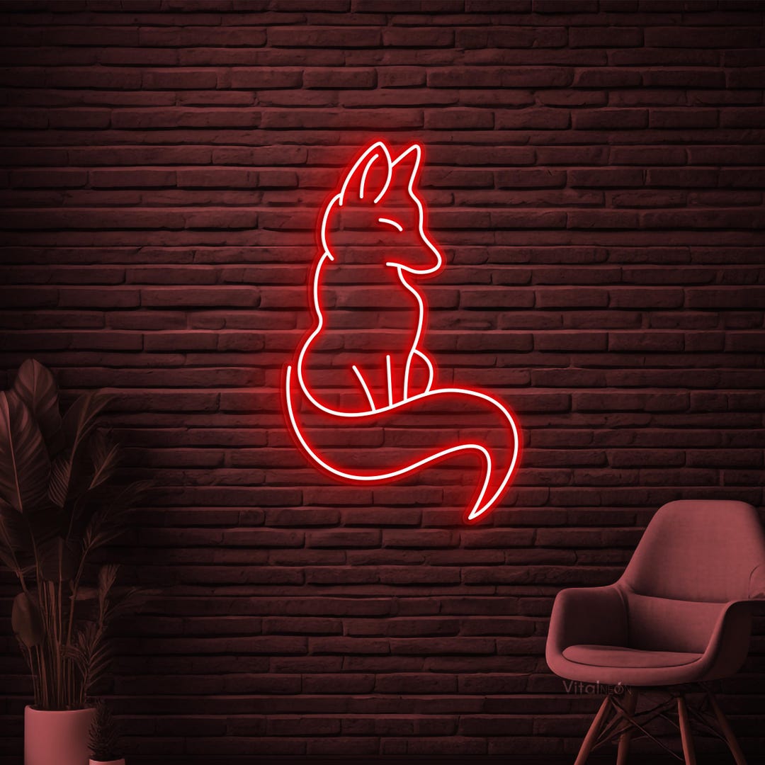 Fox Neon Sign, Fox LED Light, Cute Fox Wall Decor, Animal Shop Wall Art ...