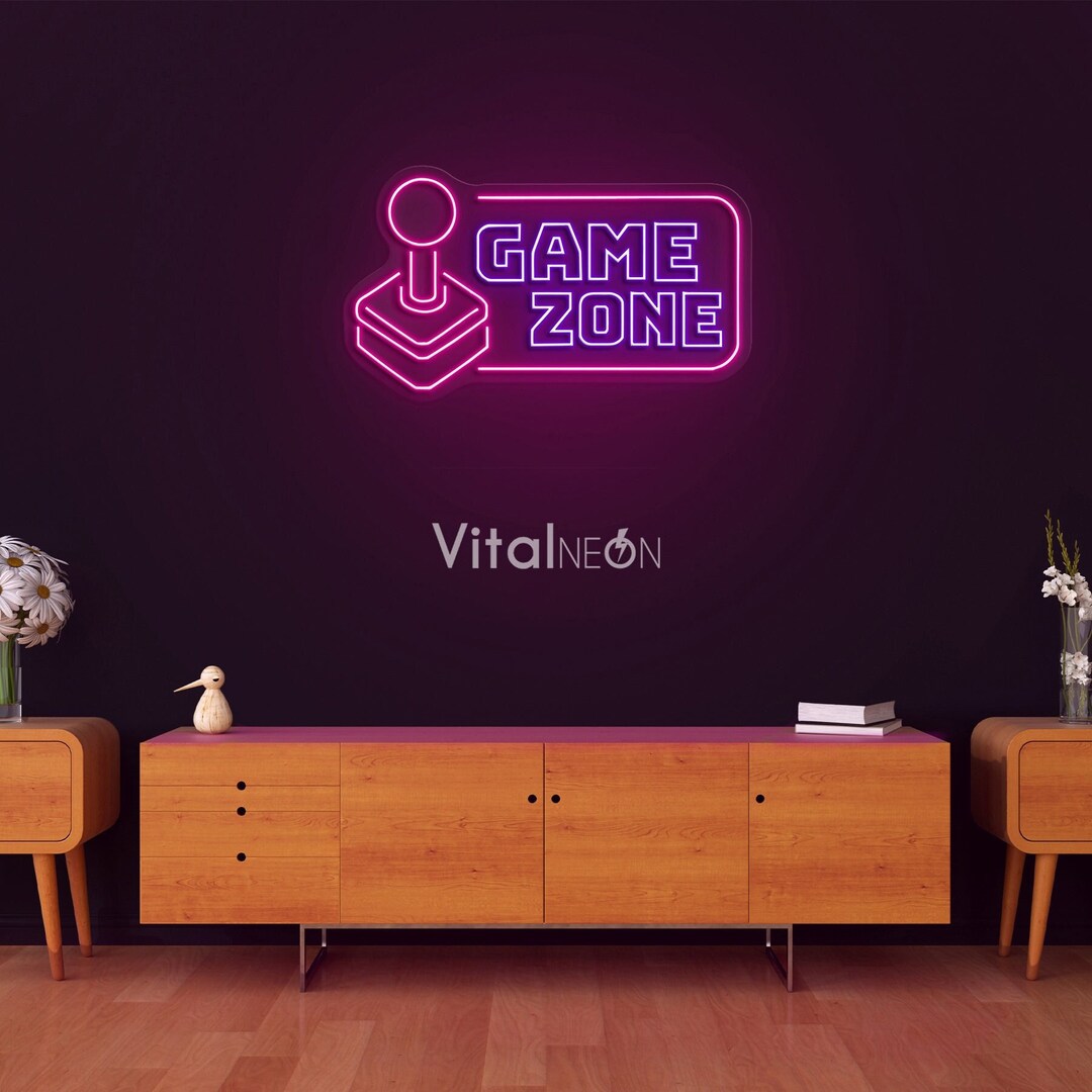 Game Zone Controller Neon Sign, Gaming Room Décor, Neon Signs for Gamer ...